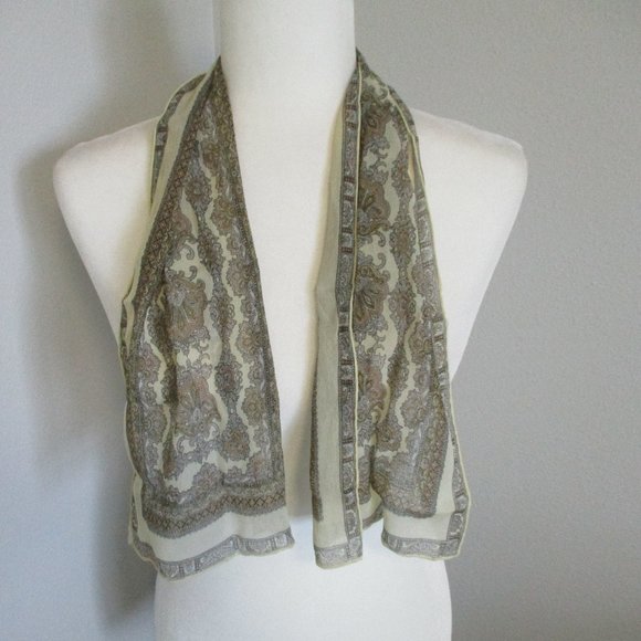 Vintage | Accessories | Light Sage Green Paisley Silk Scarf | Poshmark